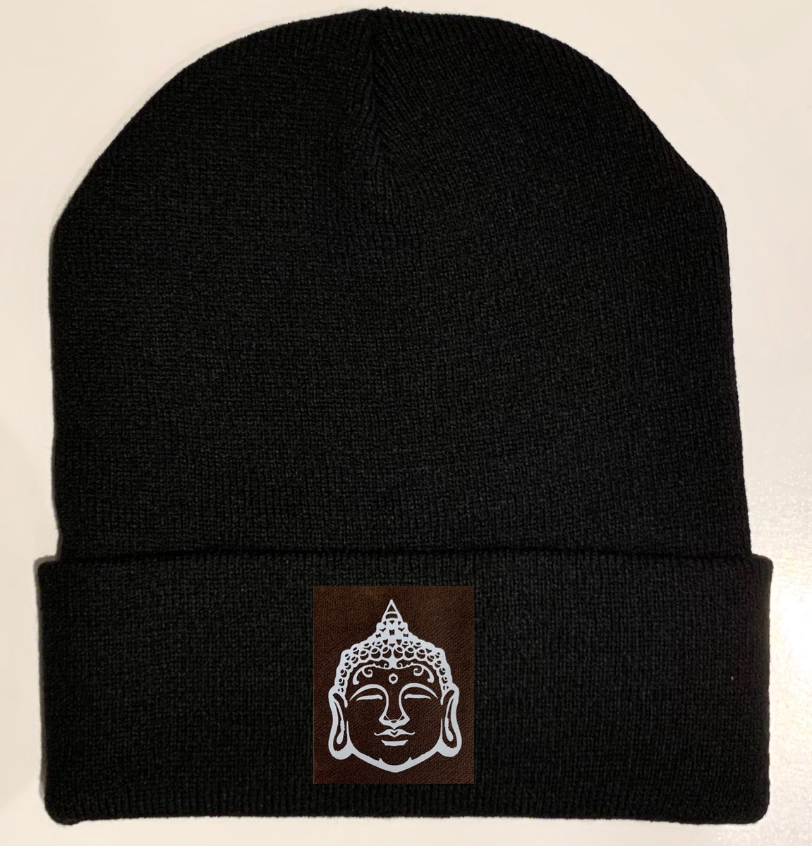 Beanie - Black Buddha Beanie with hand made Buddha patch over your thi ...